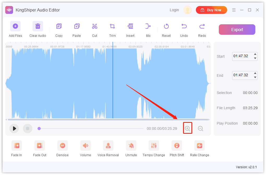 How to Zoom In & Out in KingShiper Audio Editor